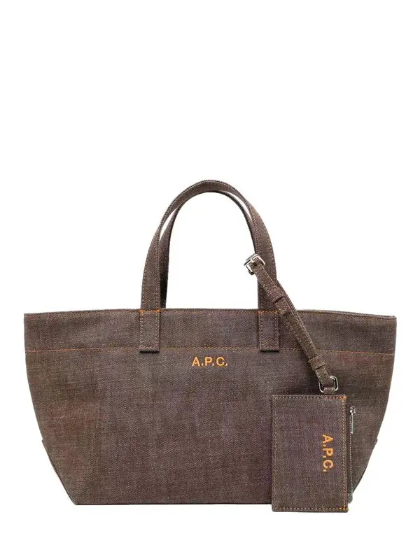 A.p.c. Logo-embroidered Tote Bag - Brown