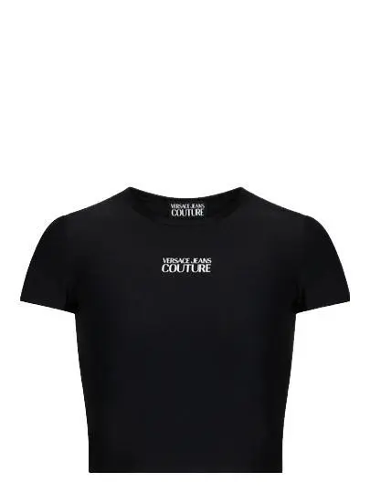 Versace Cropped Logo T-shirt - Black