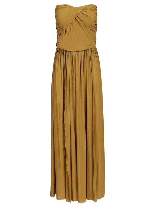 AMAZUIN Tayla Strapless Draped Maxi Dress - Brown
