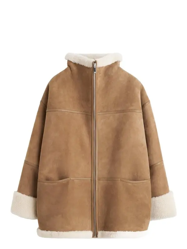 TOTEME Signature Shearling Zip-up Jacket - Brown
