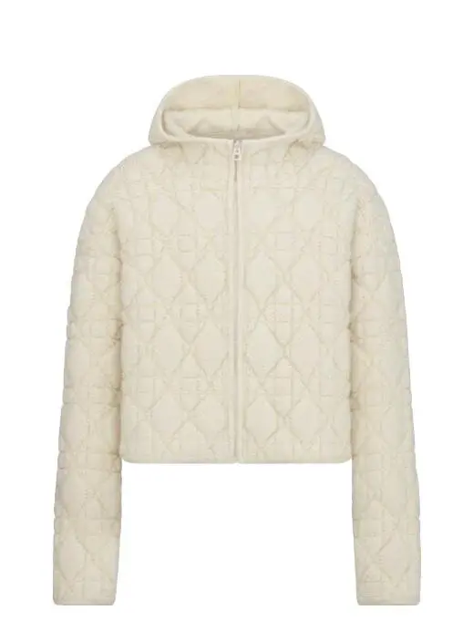 Dior Quilted Hooded Cardigan - Beige