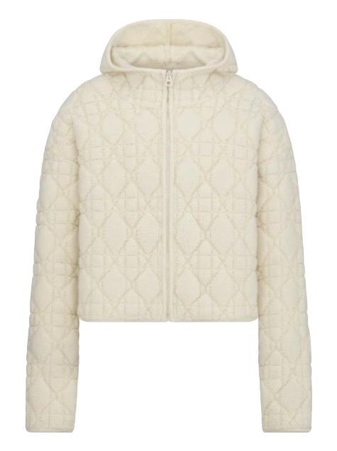 Dior Quilted Hooded Cardigan - Beige