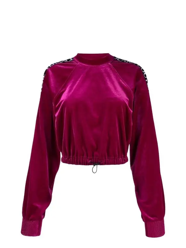 Versace Velour Cropped Sweatshirt - Red