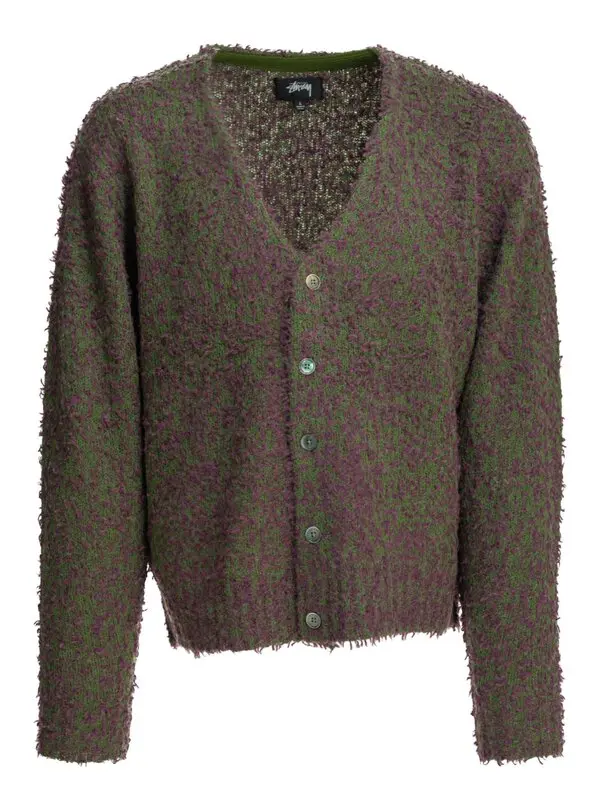 StÜssy Textured V-neck Cardigan - Green