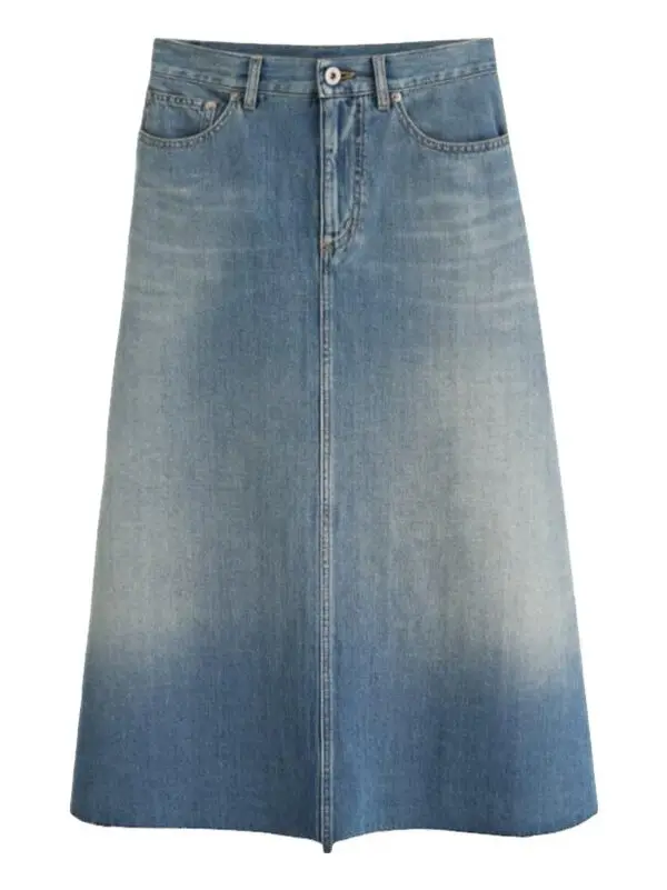 Dior Mid-length Flared Denim Skirt With Cd Signature - Gray