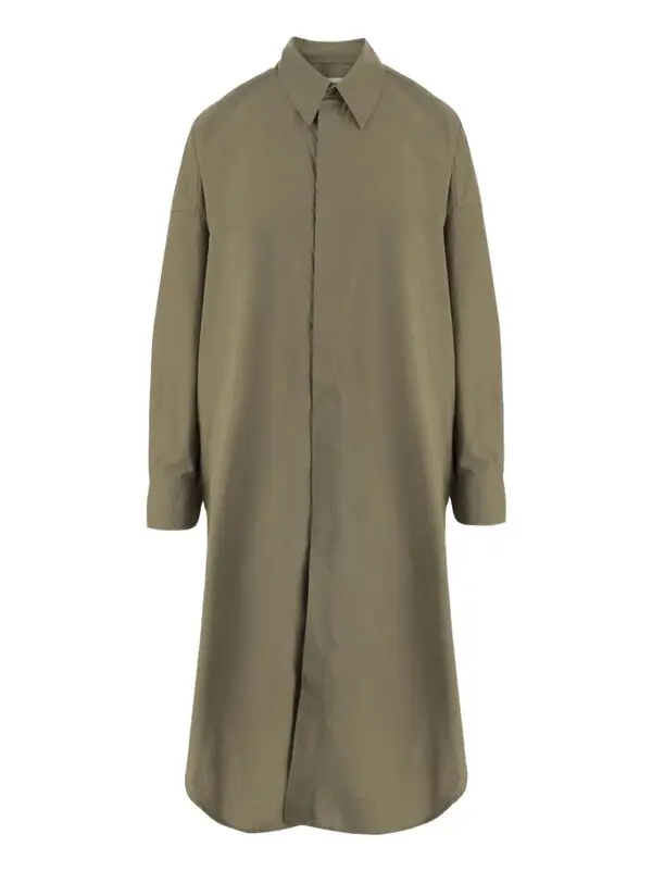 THE FRANKIE SHOP Organic Cotton Shirt Midi Dress - Olive