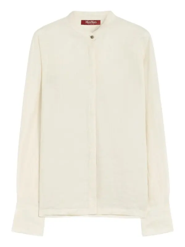 Max Mara Long Sleeve Shirt With Jeweled Cufflinks - Beige