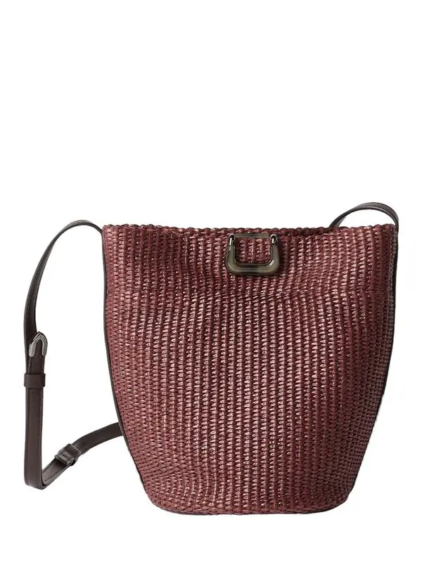 Brunello Cucinelli Sartorial Bucket Bag In Techno Raffia - Bordeaux