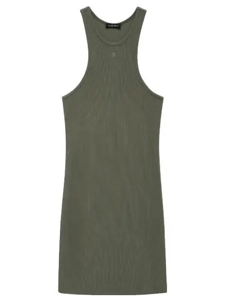 ANINE BING Cole Logo-embroidered Ribbed Knit Mini Dress - Sage Green