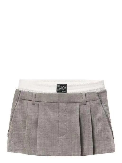 Alexander Wang Zip Detailed Mid-rise Skorts - Light Heather Grey