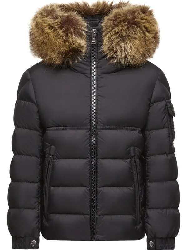 Moncler Byronf Down Jacket With Detachable Fur Hood Trim - Black