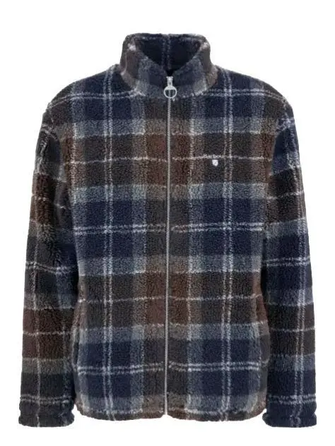 Barbour Tartan Check Fleece Jacket - Navy Blue  Brown