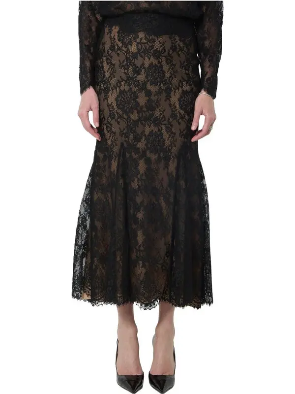 SELF-PORTRAIT Lace Mermaid Midi Skirt - Black