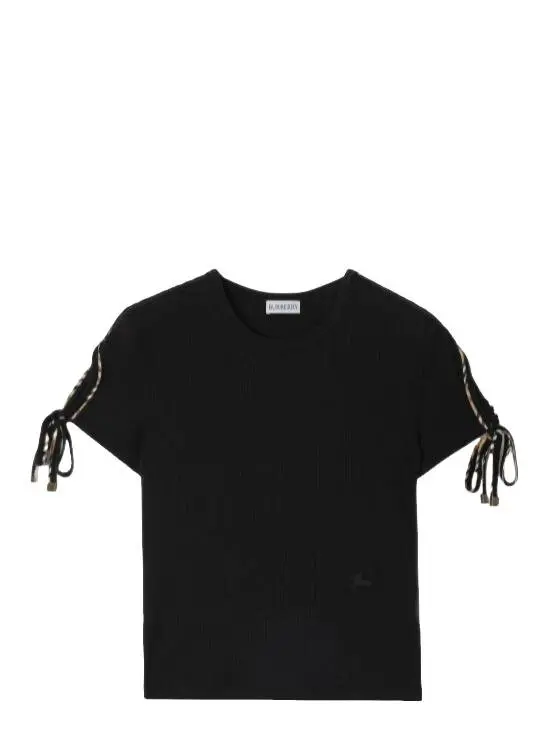 Burberry Lace-up Sleeve T-shirt - Black