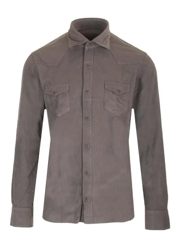 BARBA NAPOLI Western Pocket Shirt - Grey