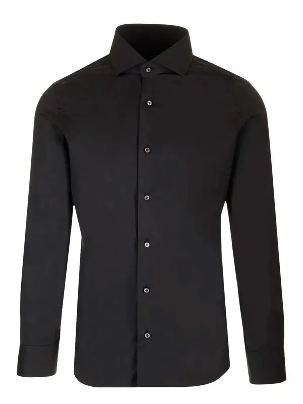 BARBA NAPOLI Straight-hem Slim-fit Shirt - Black