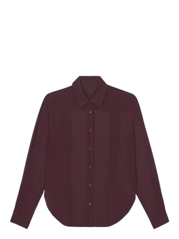 THE FRANKIE SHOP Peri Sheer Button-up Shirt - Wine Red