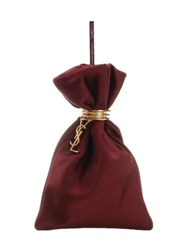 Saint Laurent Satin Clutch With Cassandre Charms - Bordeaux