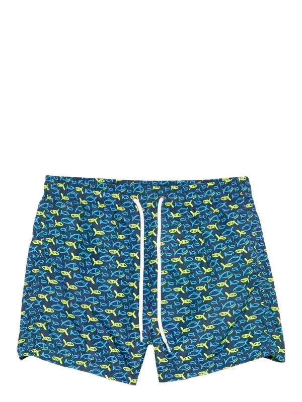 Sundek Fish Print Swim Shorts - Blue