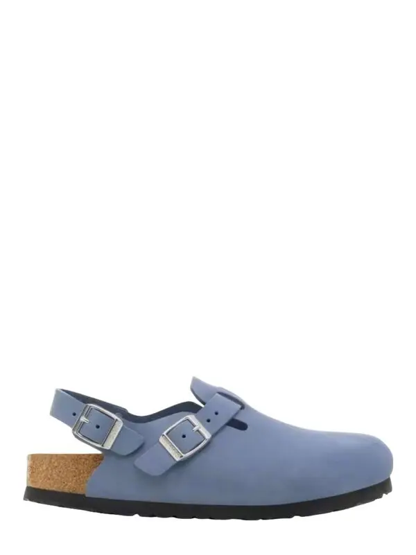 BIRKENSTOCK Buckle Strap Mules - Stone Blue