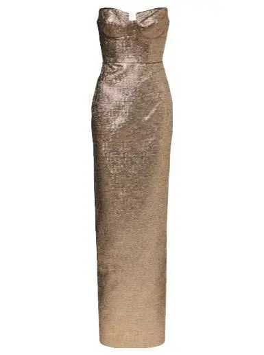 Roland Mouret Lame Jacquard Bustier Gown - Brown