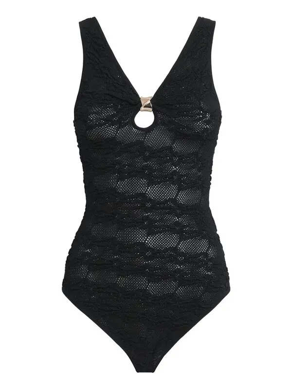 Sandro Textured Keyhole Bodysuit - Black