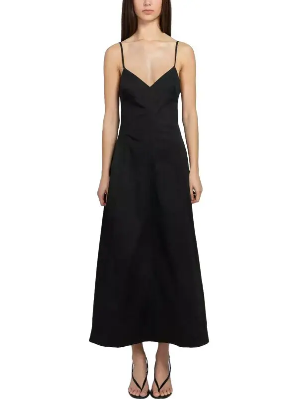 ST. AGNI V-neck Spaghetti Strap Dress - Black