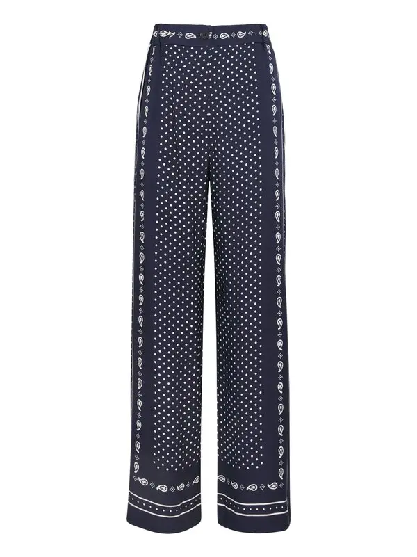 Maje Printed Wide-leg Trousers - Blue