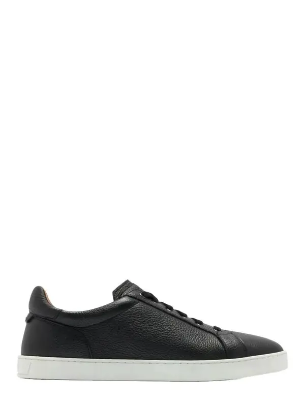 Magnanni Pebbled Leather Lace-up Sneakers - Black