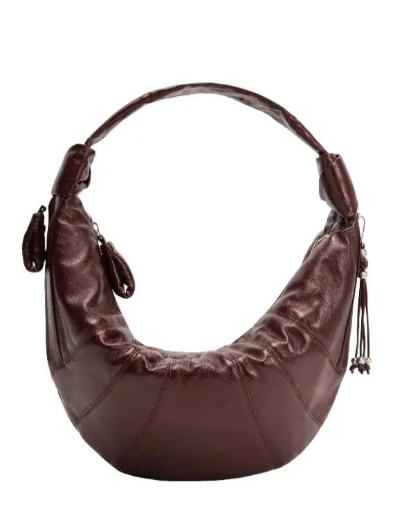 LEMAIRE Fortune Croissant Shoulder Bag - Dark Brick Red