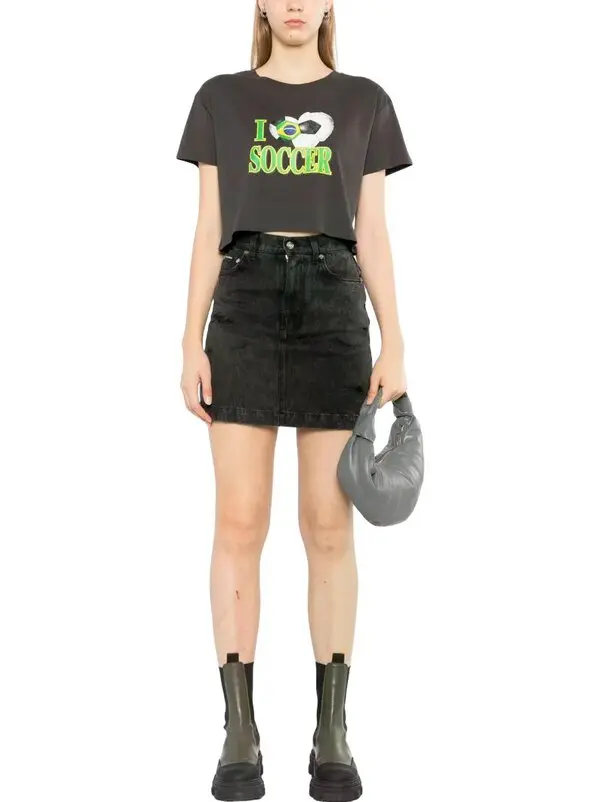 MELT Graphic Print Cropped T-shirt - Grey