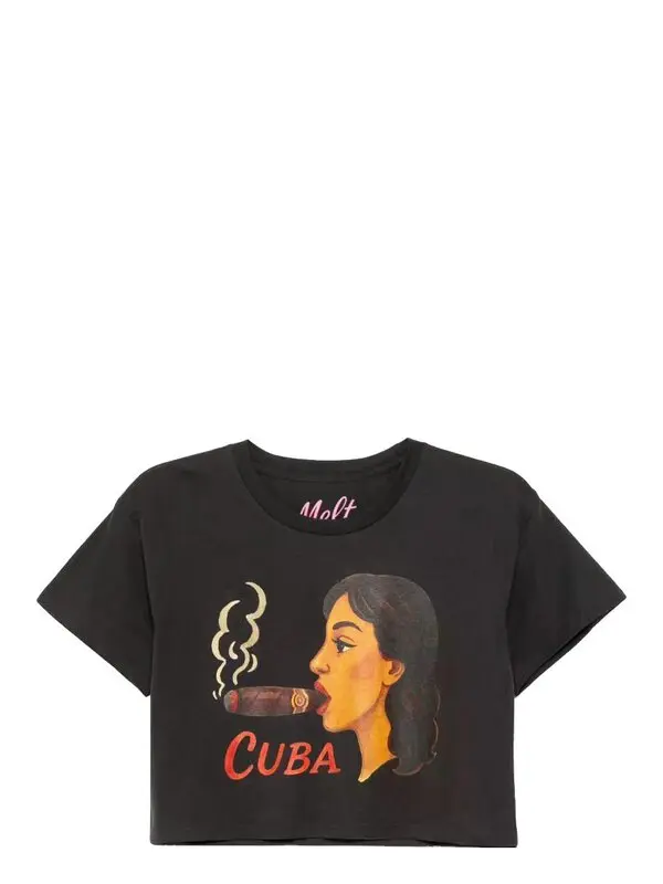 MELT Graphic-print Cropped T-shirt - Grey