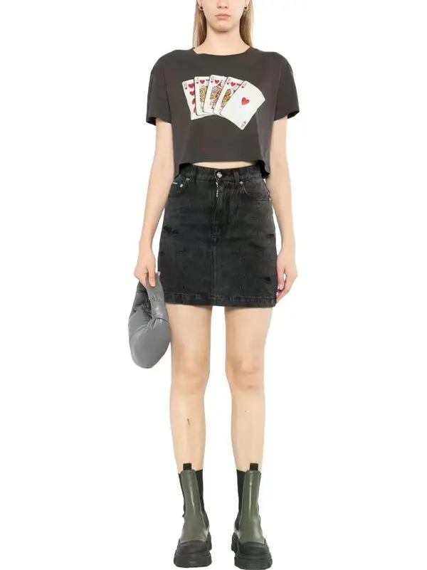 MELT Graphic-print Cropped T-shirt - Grey