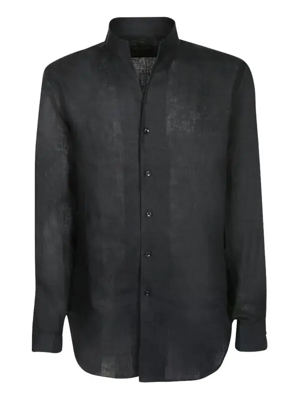DELL'OGLIO Mandarin-collar Long-sleeve Shirt - Black