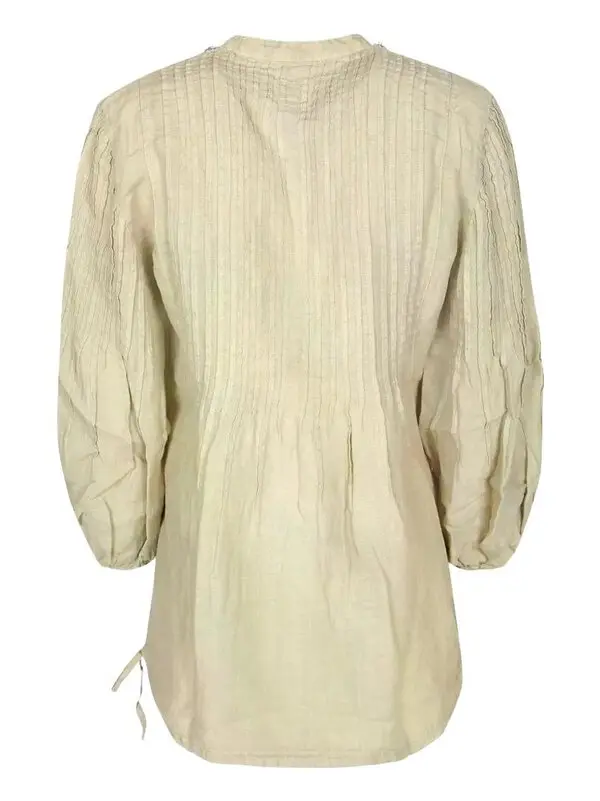 120% Lino Crystal-embellished Pintuck Tunic - Neutrals