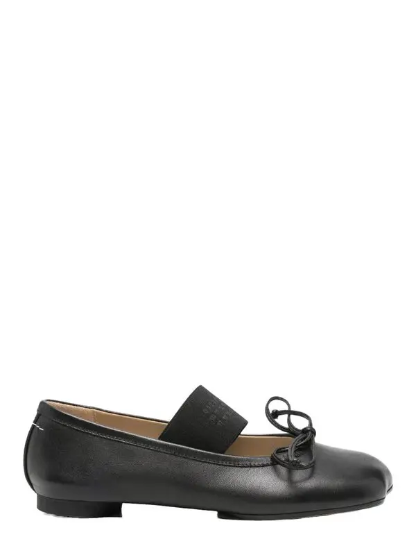 MAISON MARGIELA Leather Ballet Flats With Bow Detail - Black