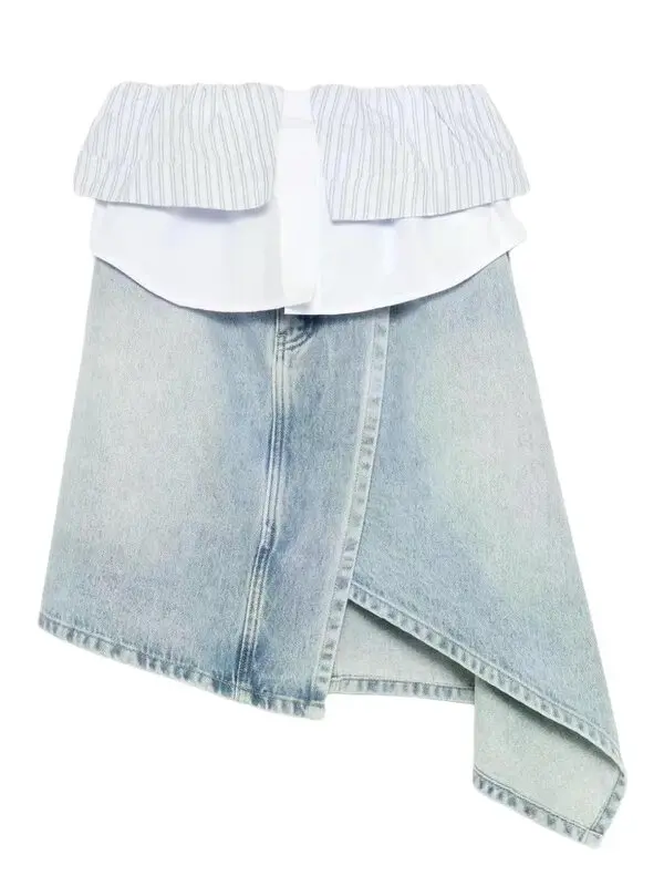 FENG CHEN WANG Asymmetric Panelled Denim Skirt - Blue