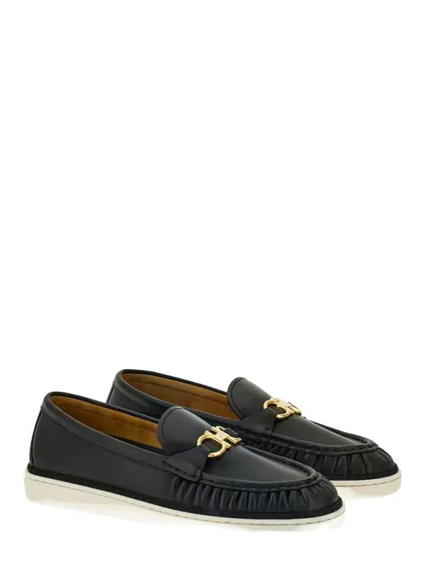 FERRAGAMO Gancini Ornament Loafers - Black