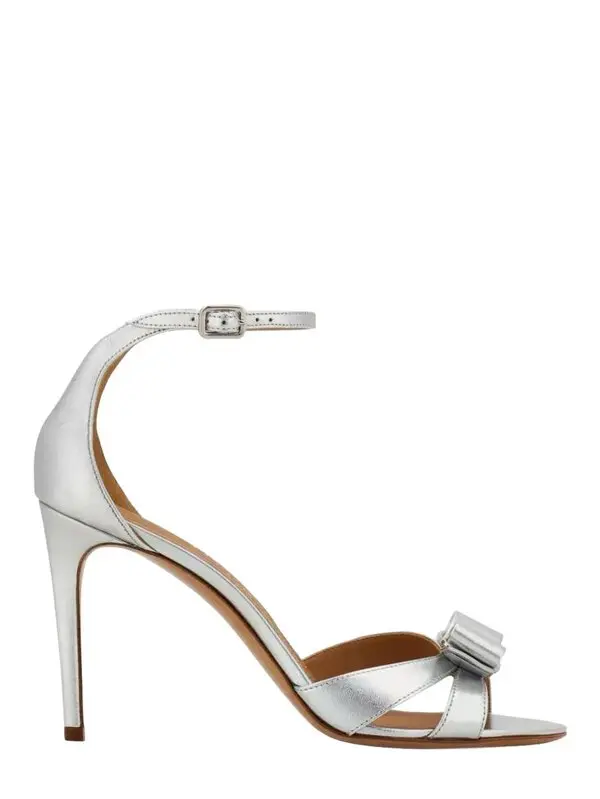 FERRAGAMO Vara Bow Ankle Strap Sandals - Silver