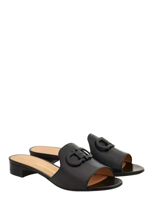 FERRAGAMO Gancini Ornament Slides - Black