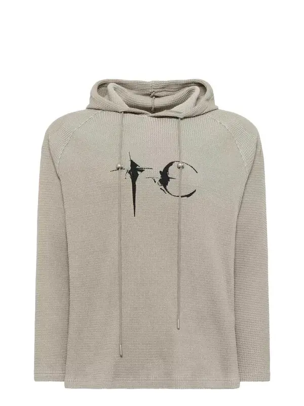 THUG CLUB Bulk Shoulder Waffle-knit Hoodie - Green