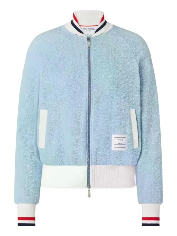 Thom Browne Rwb-stripe Bomber Jacket - Blue