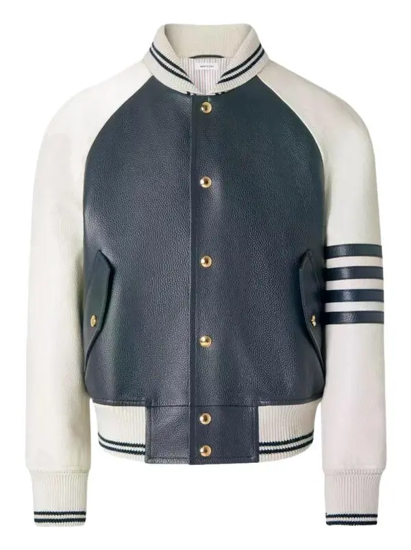 Thom Browne Raglan Sleeve Leather Jacket - Blue
