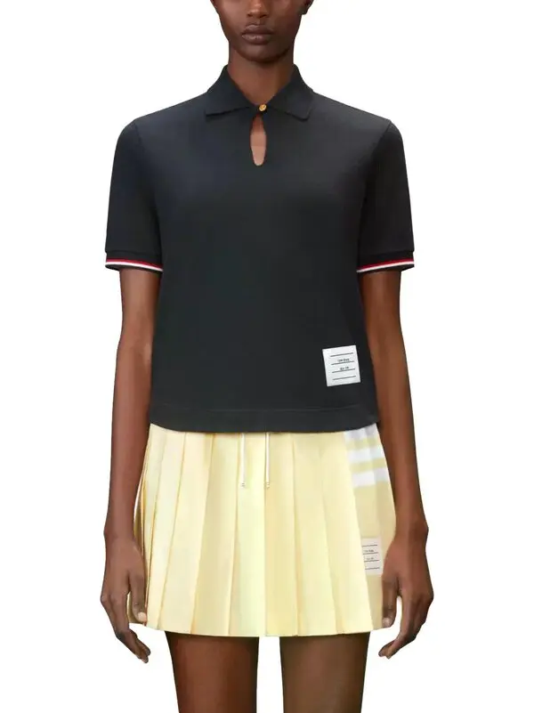 Thom Browne Piqué Cotton Keyhole Polo Shirt - Blue