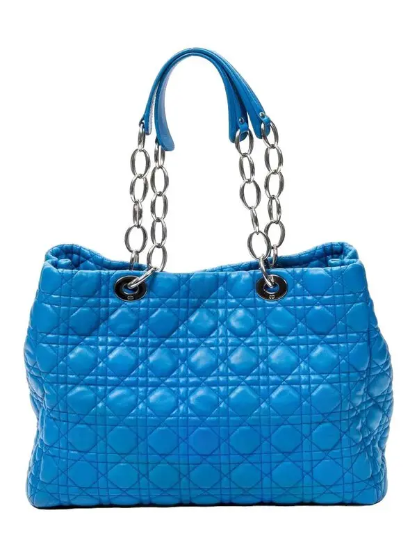 Dior Cannage Quilted Tote Bag - Blue