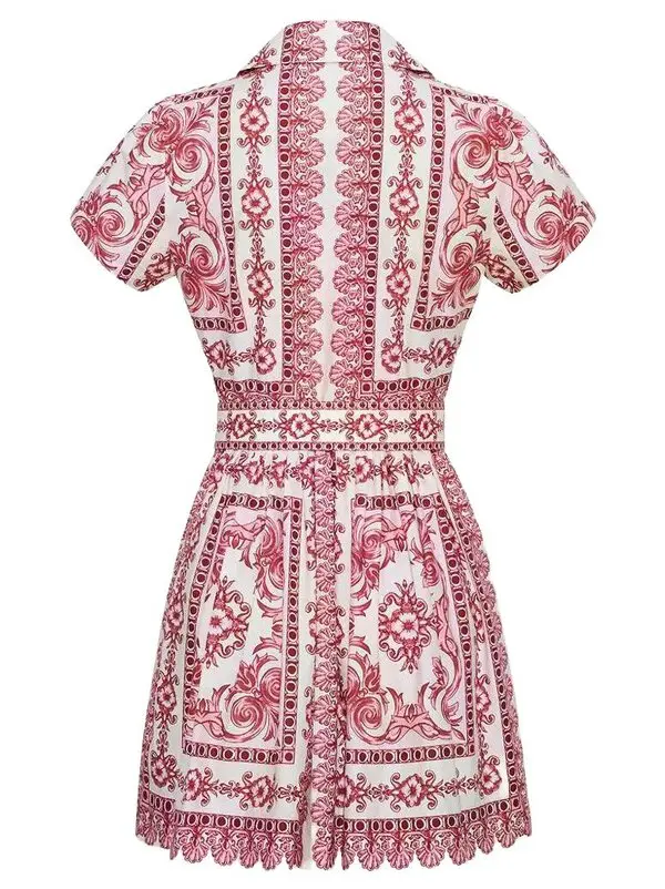 Cara Cara Noela Scarf-print Cotton Mini Dress - Red
