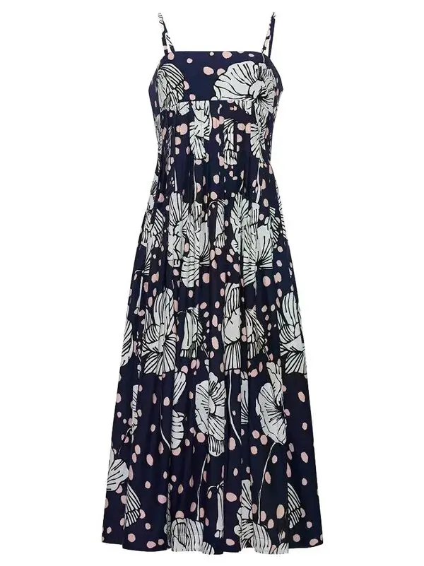 Cara Cara Sea Island Pleated Midi Dress - Blue