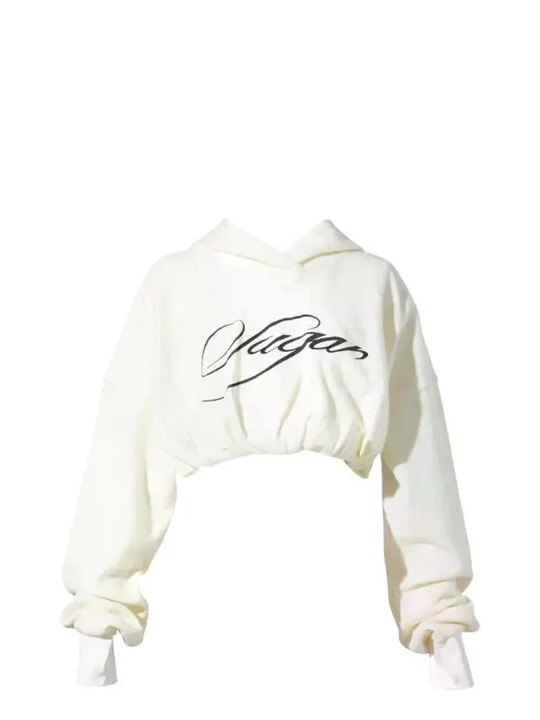 DIDU Logo-print Cropped Hoodie - Neutrals