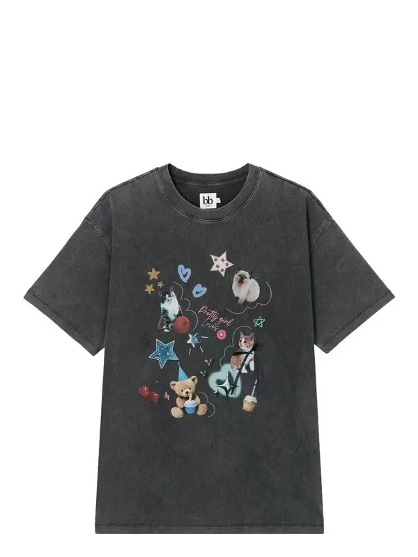 B+AB Graphic Print Cotton T-shirt - Grey