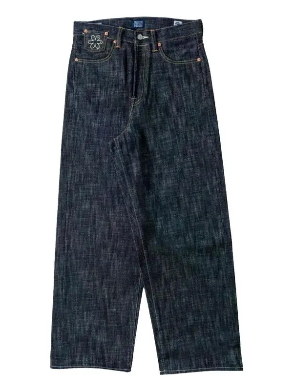NBDN DENIM Kanpai! Embroidered Wide-leg Jeans - Blue